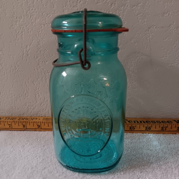 Accessories | Vintage Blue Glass Mason Jar With Lid | Poshmark